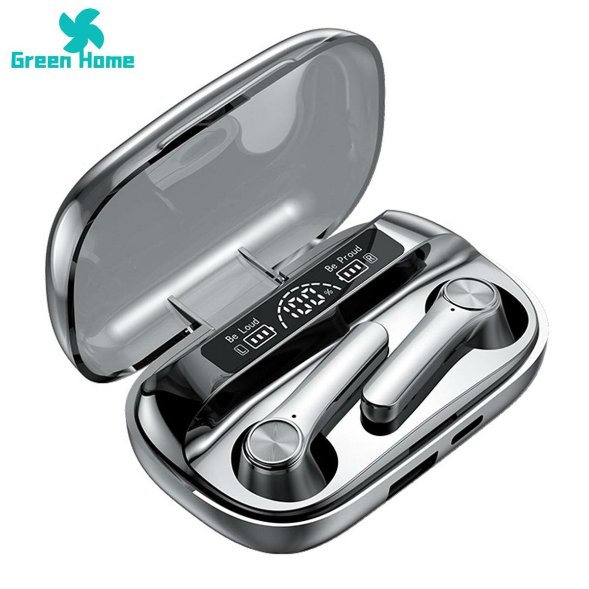 Наушники Green Home Bluetooth-совместимые Наушники-вкладыши с LED-питанием и цифровым дисплеем Bluetooth-совместимые 5.3