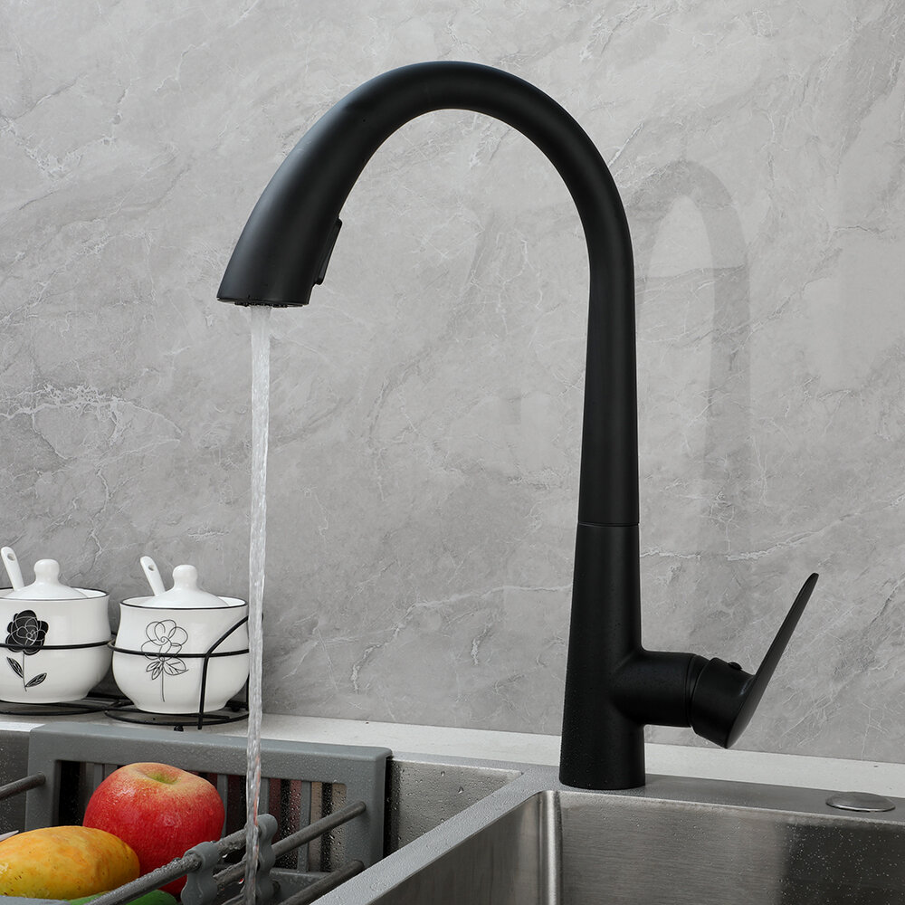 Смеситель для кухни из нержавеющей стали, кран кухонный, черный, Смеситель кухонный для раковины с гибким изливом