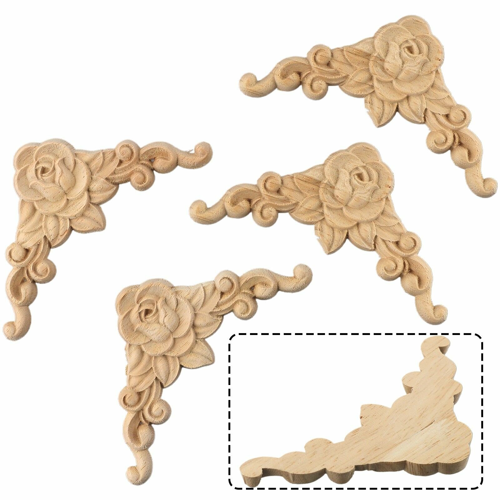 OZ-WOES 4 шт. Деревянные резные угловые накладки аппликация мебельные молдинги деколь декор