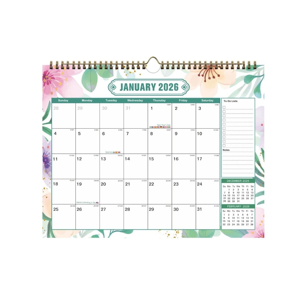 2026 2027 Английский Календарь YO Coil Настенный Календарь-008