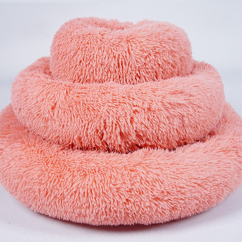 Взрывная длинная плюшевая кошачья будка питомца гнездо глубокого сна Верблюжий цвет_S (диаметр 40 см)