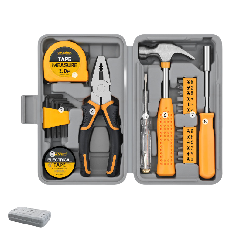 Многофункциональный набор инструментов Hi-Spec, набор из 24 предметов, с ящиком для инструментов, желтый