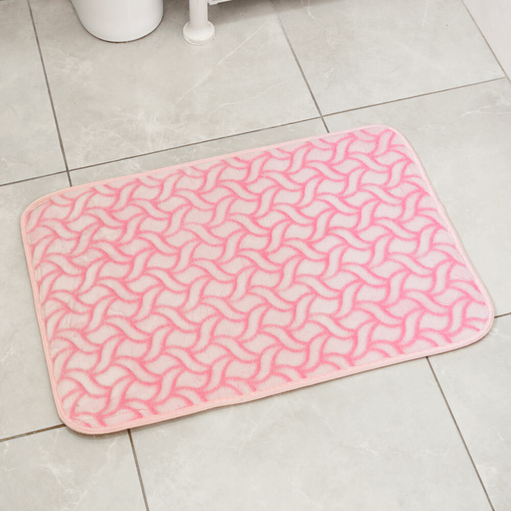 Коврик для ванной 40*60см "Зигзаги" мягкий ворс, полиэстер, розовый