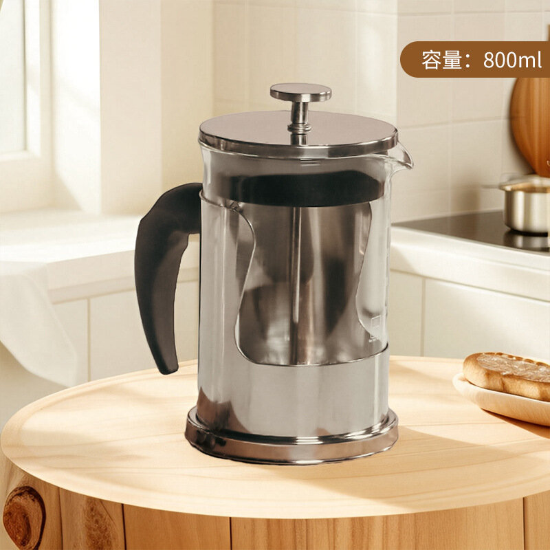 Французский пресс L-BEANS из нержавеющей стали, кофейник для дома, чайник, стеклянная чашка с фильтром для кофе.
