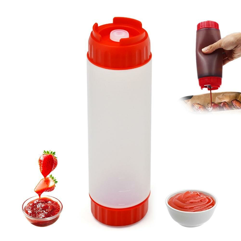 Double headed Squeeze Bottle, Inverted Leak proof Hanging Bottle Squeeze PE Bottle, Jam/tomato F1M9