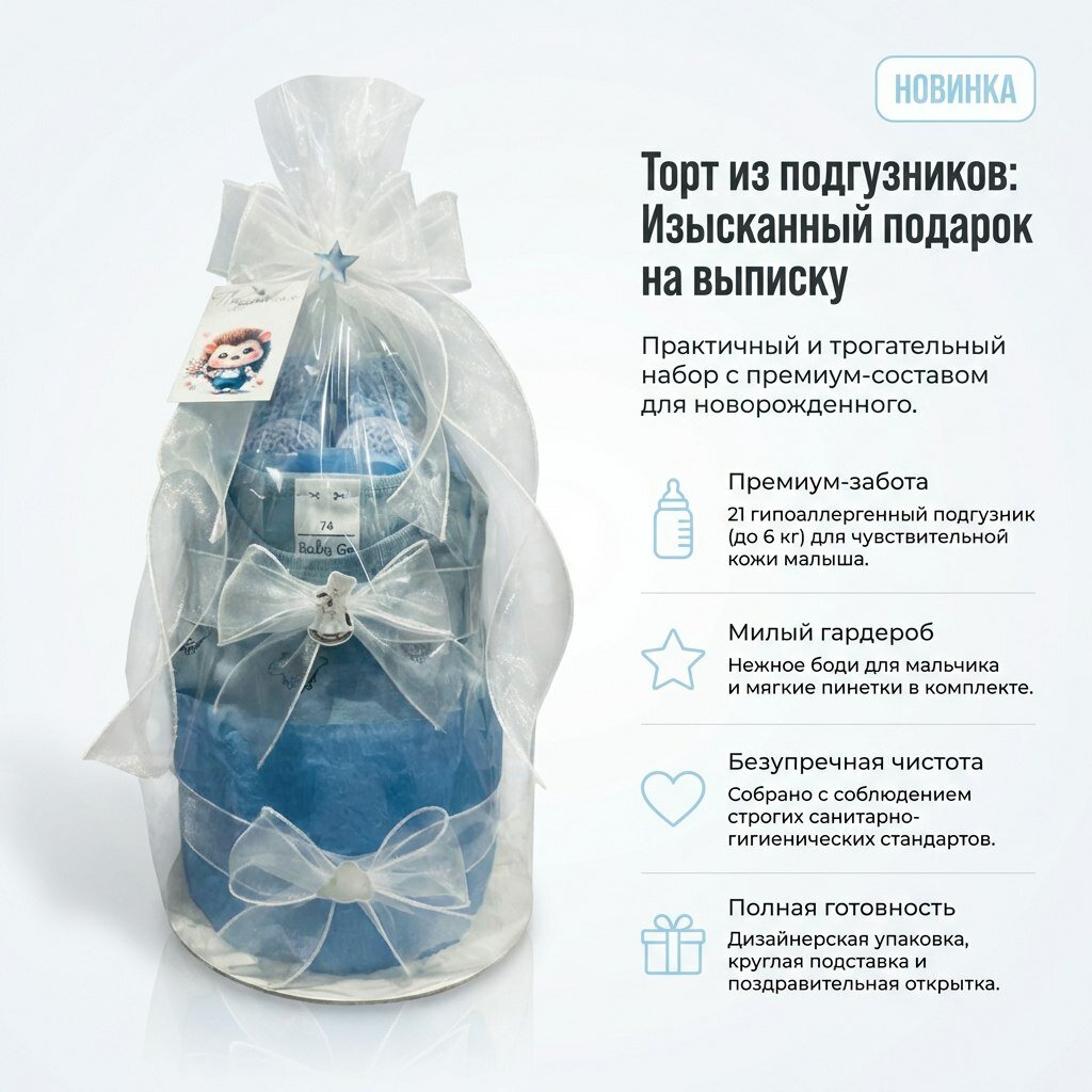 Торт из подгузников для мальчика Blue
