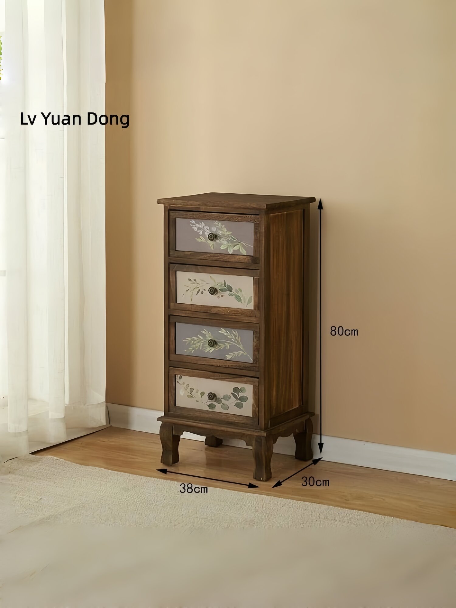 Комод "В списках. Все, что я люблю!", ретро, 4 ящика, коричневый