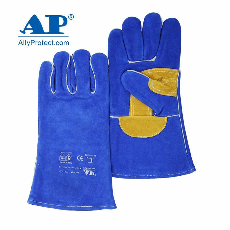 Сварочные защитные перчатки Youmeng AP-1201, цветные синие, из коровьей кожи, для сварки металла