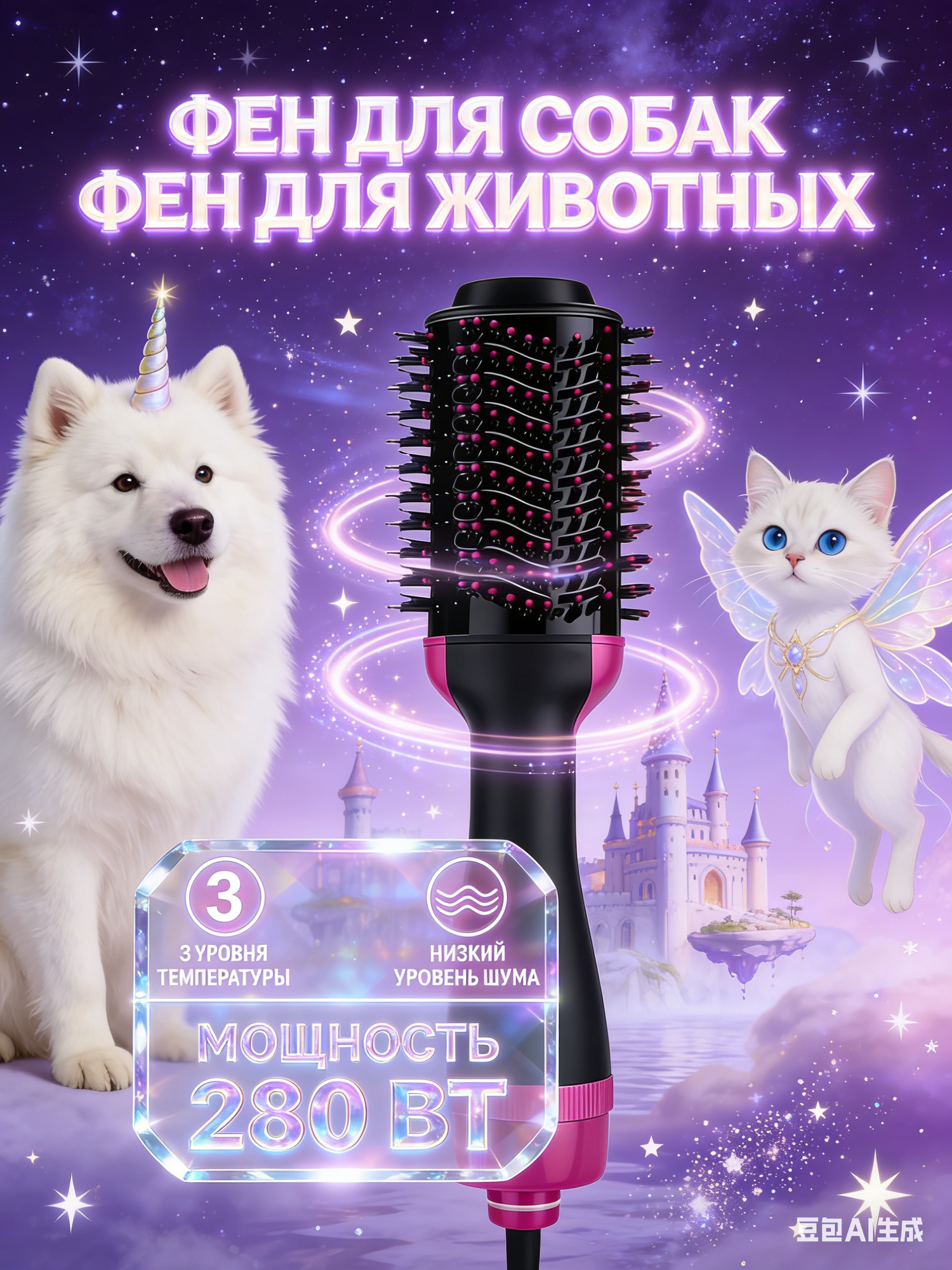 Фен для собак / фен расческа для собак и кошек 2в1