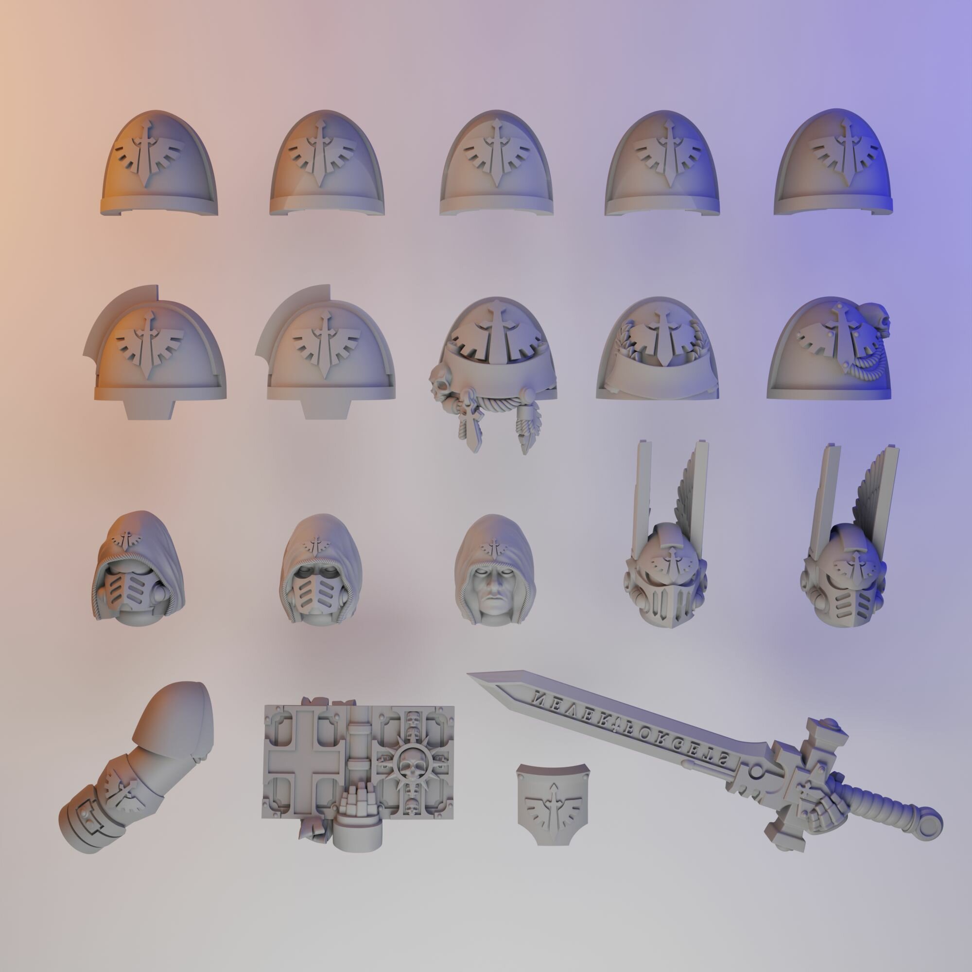 Warhammer 40000 Dark Angels Primaris Upgrades / Набор миниатюр для настольной игры