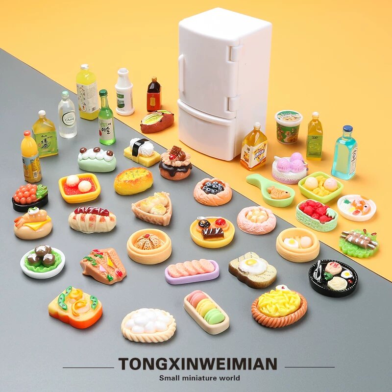 Миниатюрный холодильник для ролевых игр, имитация кухни, миниатюрная сцена, забавное украшение, развивающая игрушка для