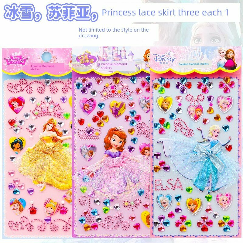 Детские наклейки с драгоценными камнями, кристаллы и бриллианты, наклейки принцессы с героями мультфильмов для девочек,