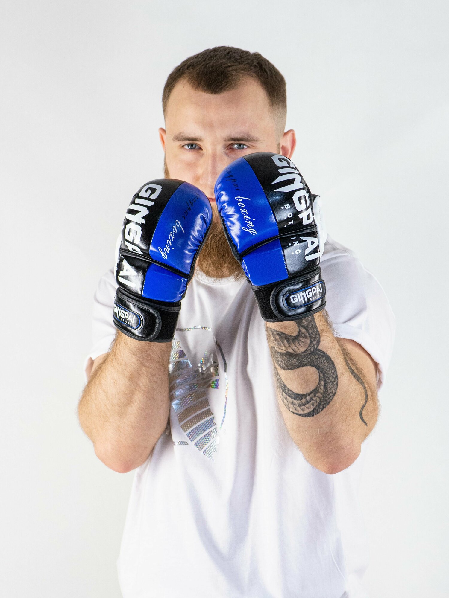 Перчатки для ММА Gingpai Iron Man (L, Синий)