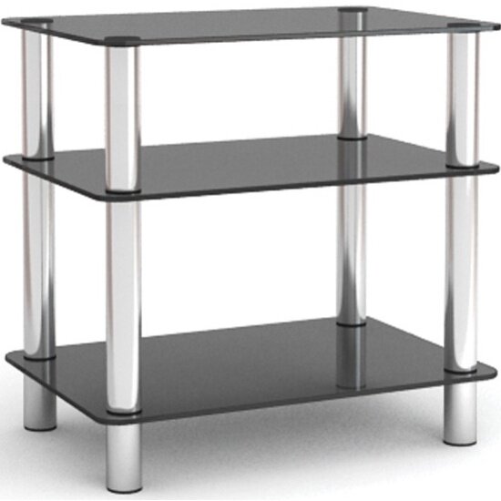 Тумба под телевизор Metaldesign MD 108 - 3, ножки - хром, стекло - дымчатое (2 коробки)