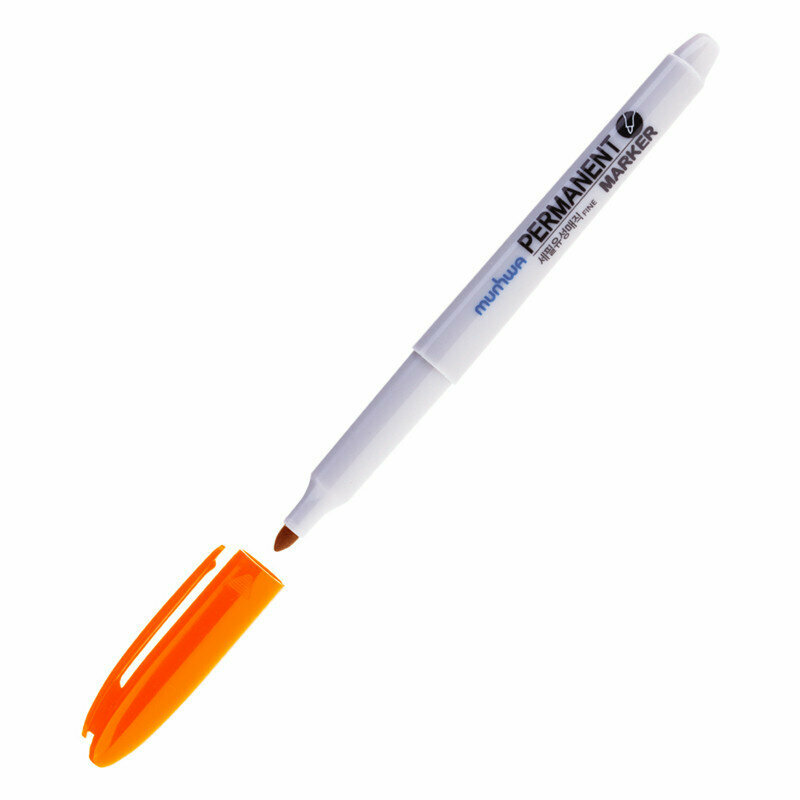 Маркер перманентный MunHwa оранжевый, пулевидный, 1,5мм, 12 штук, 235091
