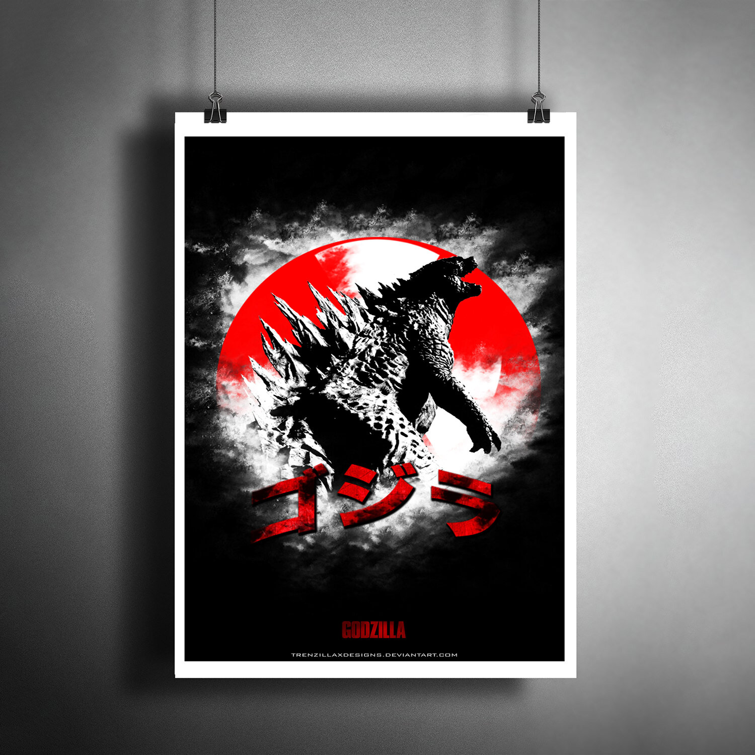 Постер плакат для интерьера "Фильм: Годзилла. Godzilla"/ Декор дома, офиса, комнаты A3 (297 x 420 мм)