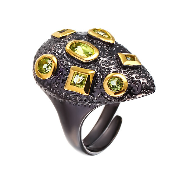 Кольцо, серебро, 925 проба, перидот