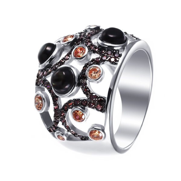 Кольцо, серебро, 925 проба, перламутр