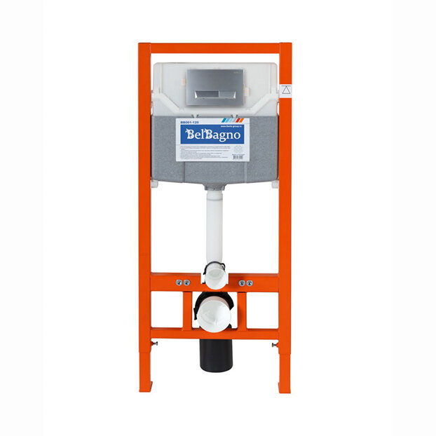 Инсталляция для унитаза BelBagno BB001-120 с кнопкой BB011-MR-CHROME. M хром матовый