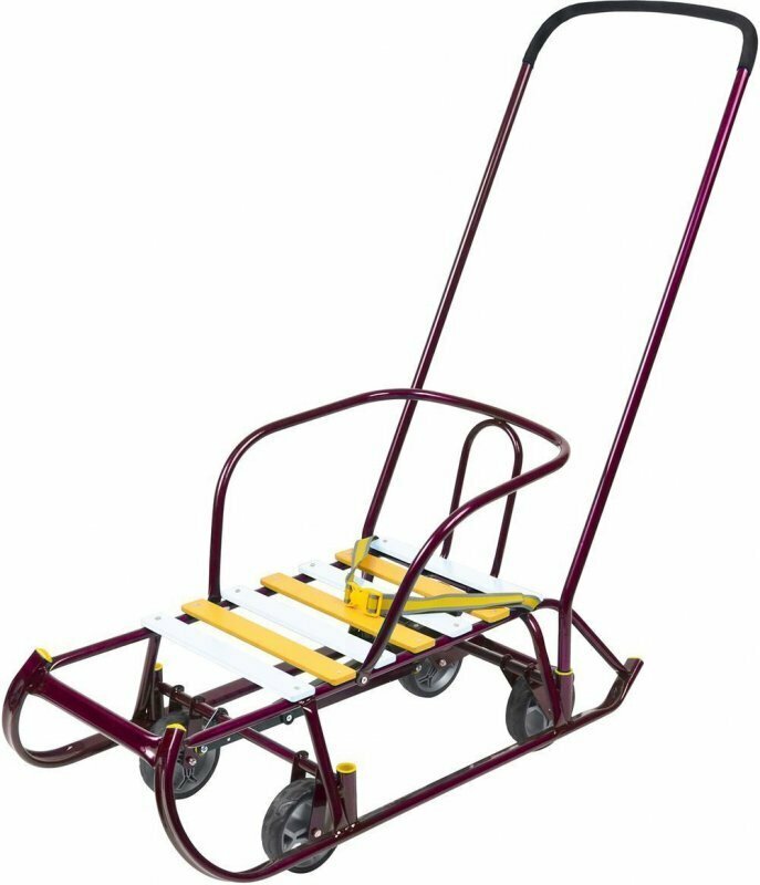 Санки НИКА Тимка 6 с выдвижными колесами амарантовый лак