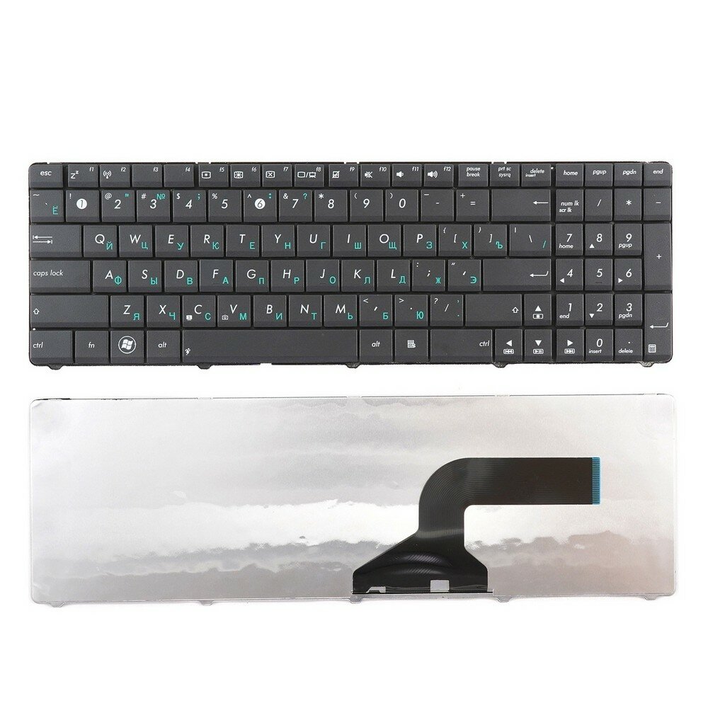 Клавиатура Asus K52, K53, N50. Плоский Enter. Черная, без рамки. PN: NSK-UM0SU. (Новый)