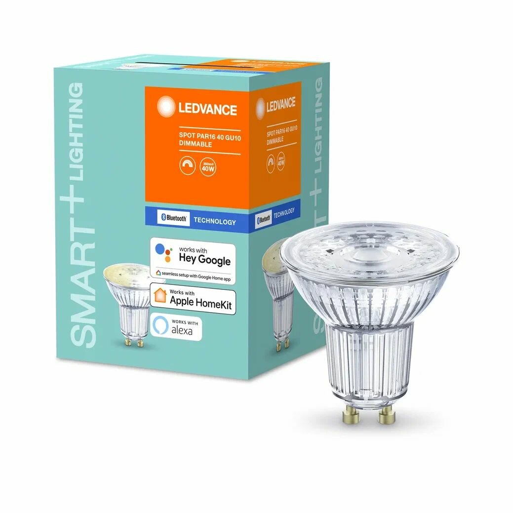 Умная лампа светодиодная LEDVANCE / OSRAM SMART+ PAR16 GU10, 5Вт, 2700К, 350лм, теплый свет, диммируемая