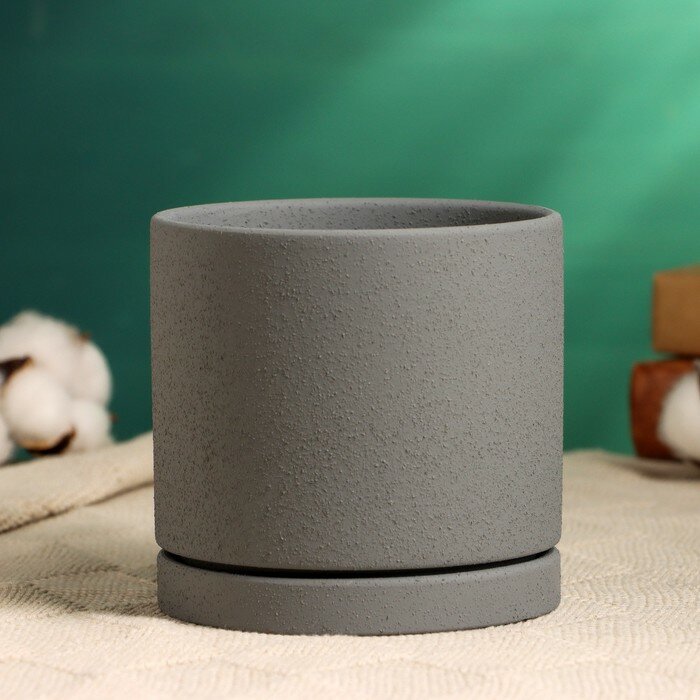 Горшок "Мина" серое, 11х11х10см 9943511