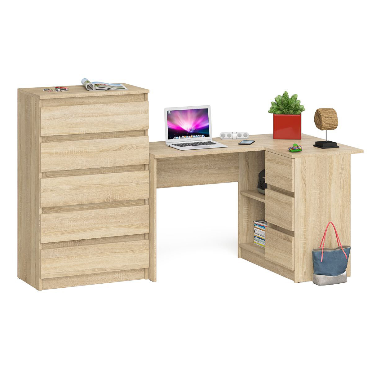 Угловой компьютерный стол для дома 195см дуб сонома Спасибо-Мебель