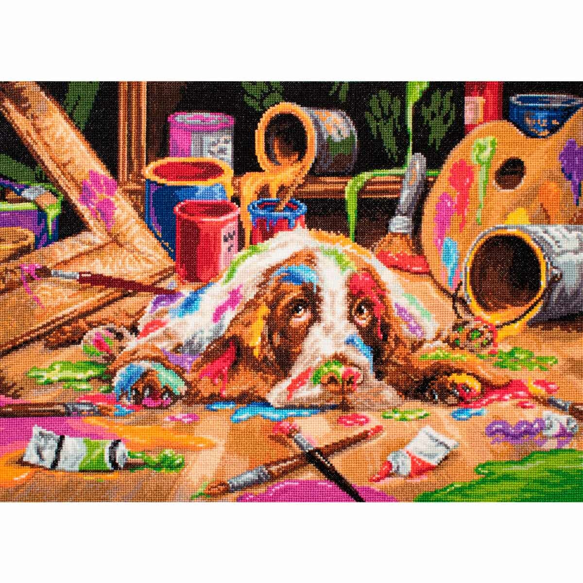 Набор для вышивания крестиком 'Щенок Пикассо', 40*29 см, Luca-S