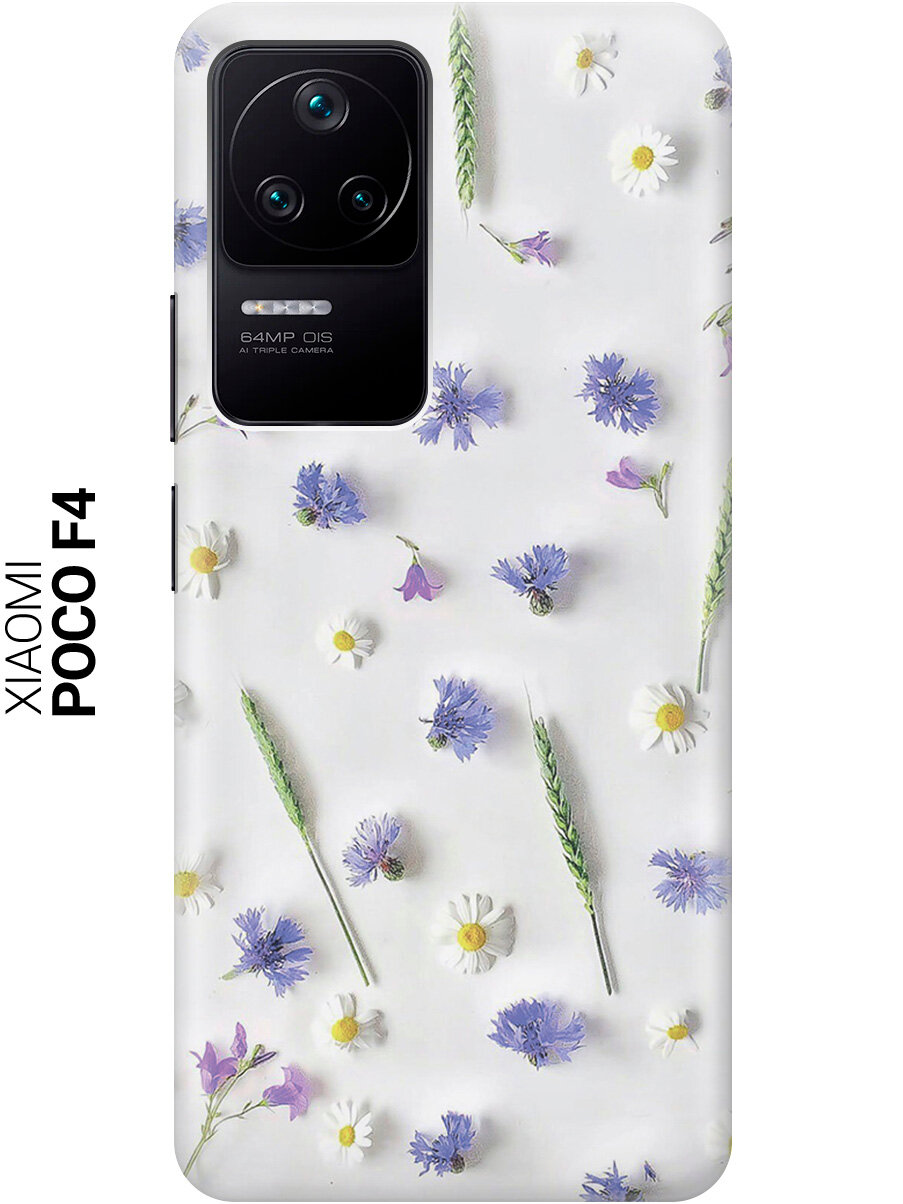 Силиконовый чехол на Xiaomi Poco F4 / Сяоми Поко Ф4 с рисунком "Ромашки и колоски"