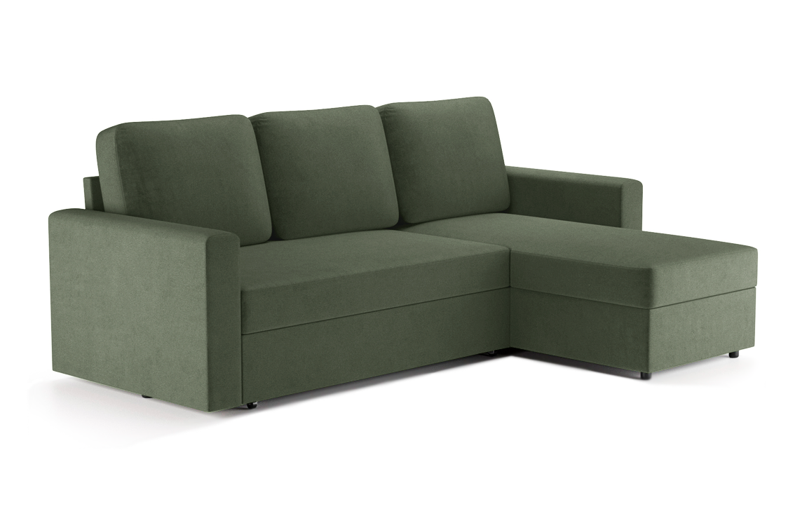Диван угловой раскладной дельфин Гранде в цвете зеленый (идол 109 (Замша)