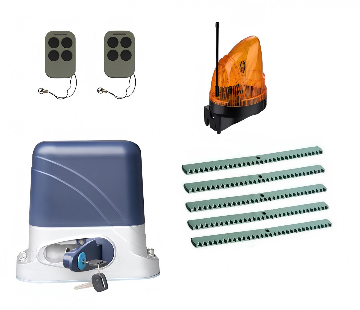 Автоматика для откатных ворот KSL-1300 KIT-L1K5, комплект: привод, 2 пульта, лампа, 5 реек