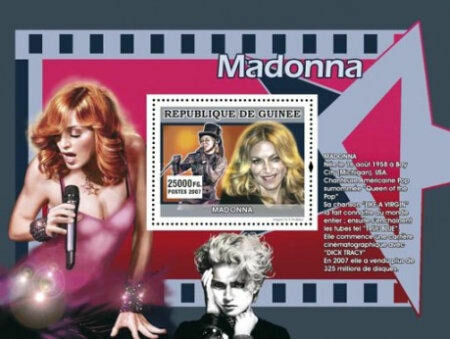 Почтовые марки Гвинея 2007г. "Музыка - Женщины-Звезды - Мадонна" Музыканты, Певцы MNH