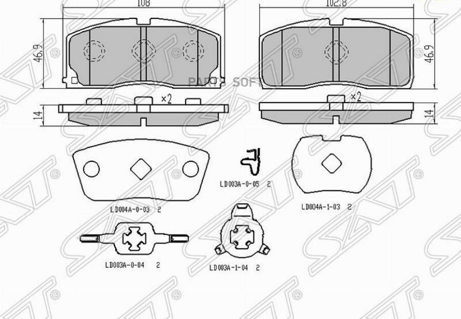 Колодки тормозные (Спереди) Daihatsu Charade 83-95 / Lifan Smily 10-17 SAT ST-SF35001 | цена за 1 шт