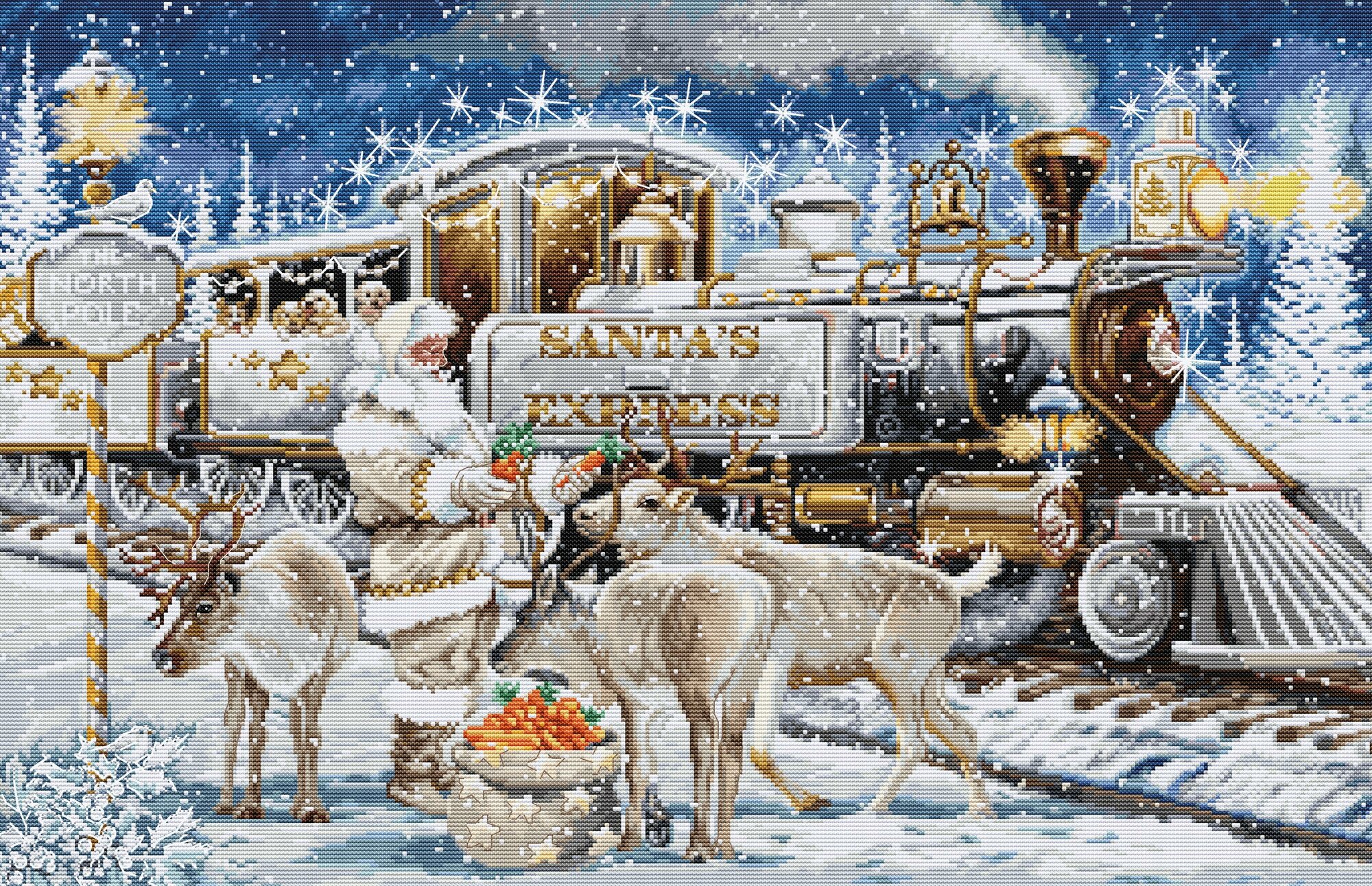 Набор для вышивания Luca-S BU5038 Santa's Express белый 54 х 35 см Счетный крест