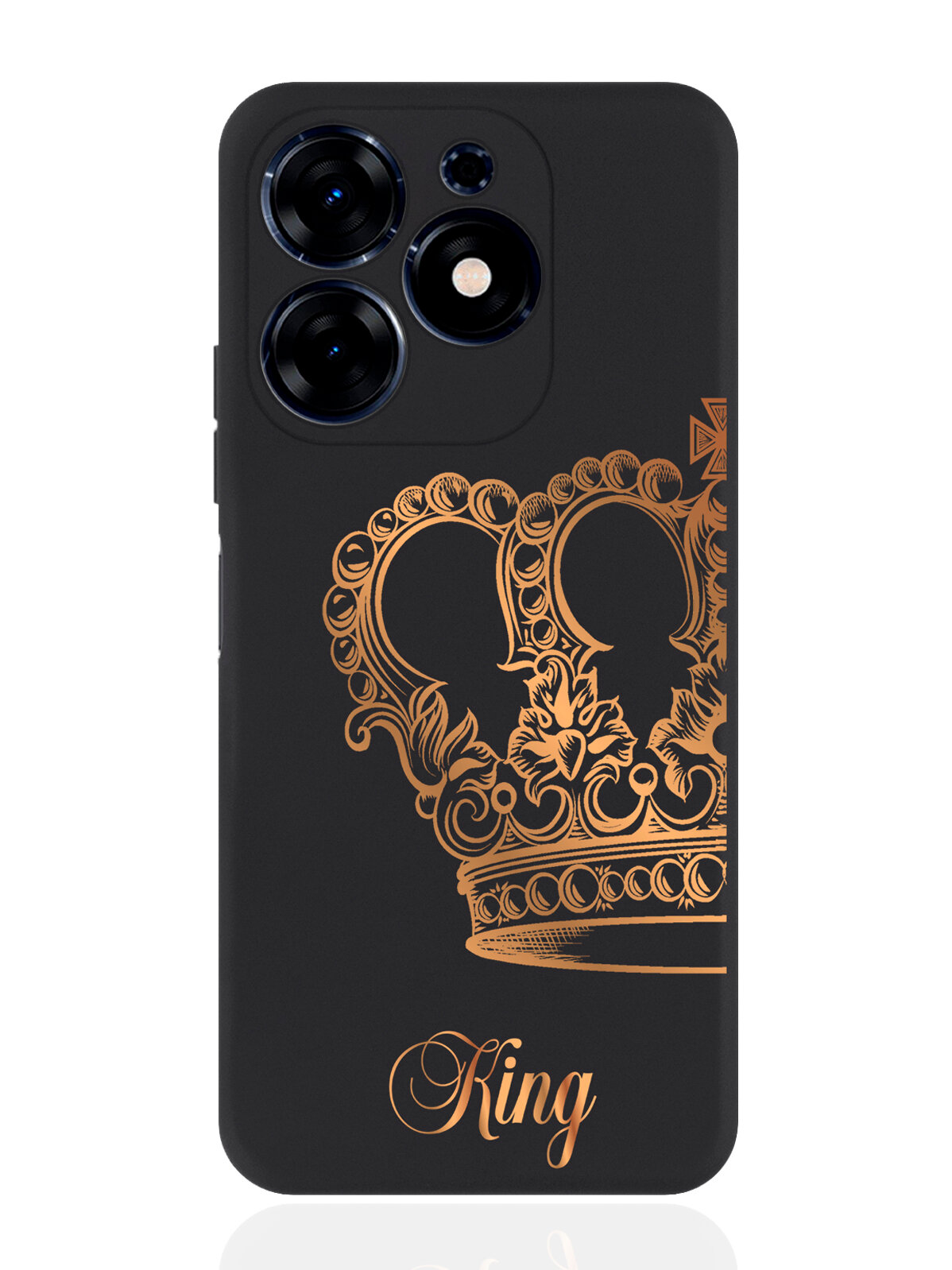 Чехол для смартфона Tecno Spark Go 2024 черный силиконовый Парный чехол корона King