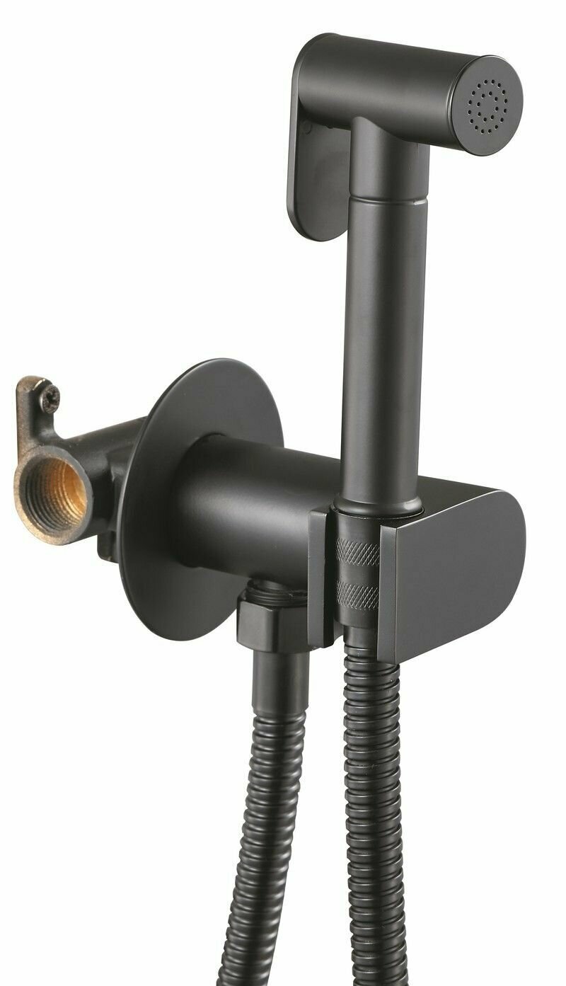 Смеситель для биде Гигиенический душ черный с шлангом лейкой. Встраиваема сантехника для унитаза VIKO V-4952 черный матовый