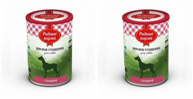 Родные Корма мясное угощение консервы с языком для собак, 340 гр, 2 шт