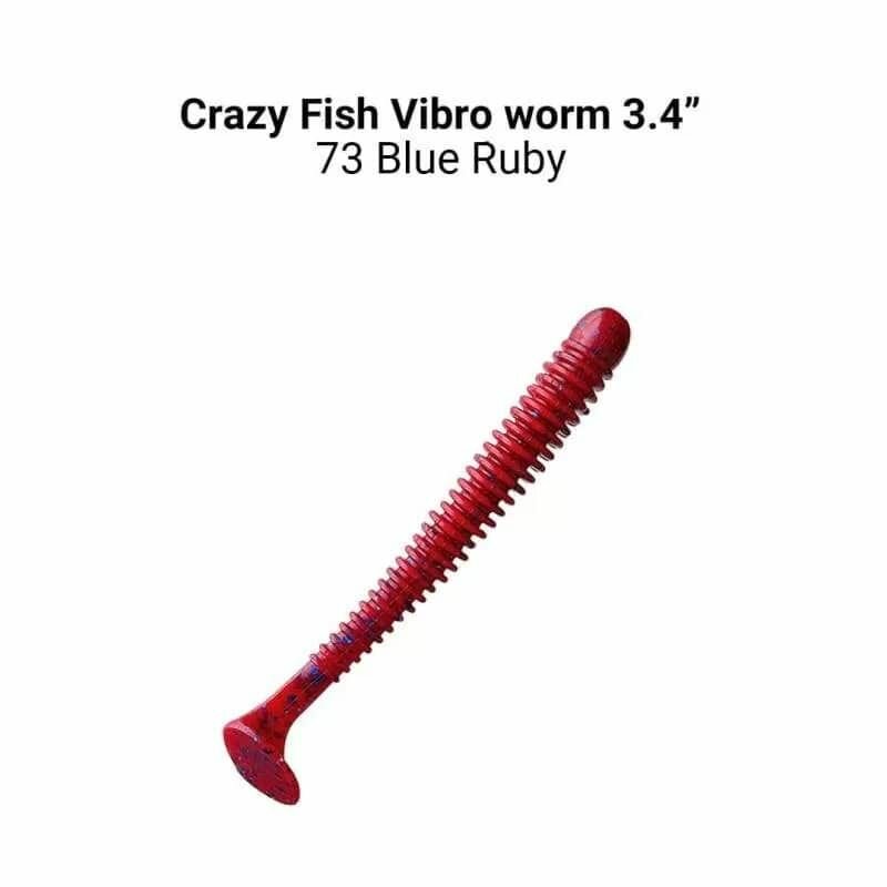 Силиконовая приманка для рыбалки, Crazy Fish VIBRO WORM-F 3.4' Кальмар # 73 (5шт), 85 мм, 2.8 г, # 73