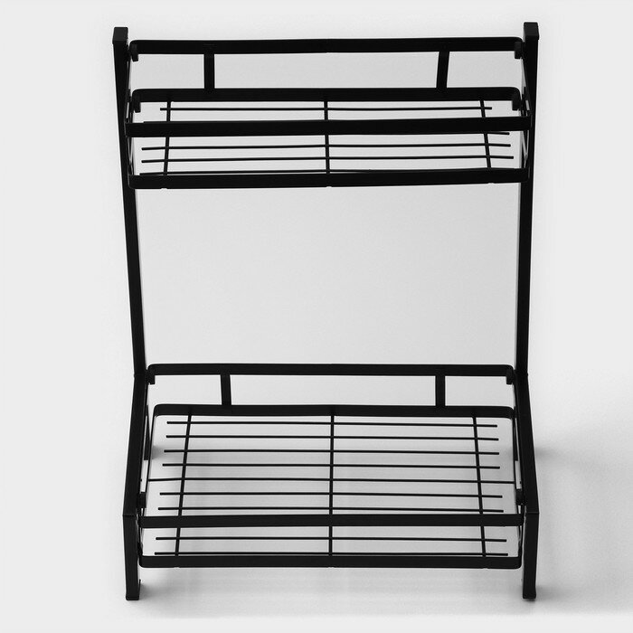 Полка для кухни 2-х ярусная Доляна, 33,5×20,5×39 см, цвет чёрный, 5171405