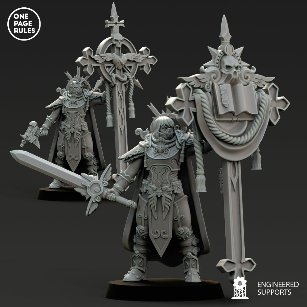 Миниатюра Warhammer "Набор "Сестры битвы с банерами" масштаб 32 мм