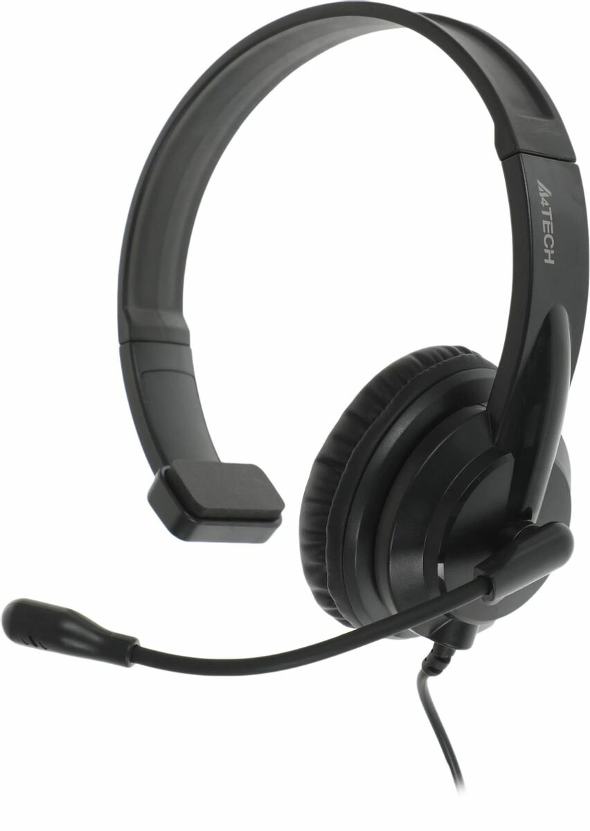 Компьютерная гарнитура A4Tech HU-11, черный, 2 м, накладные, USB (HU-11/USB/BLACK)