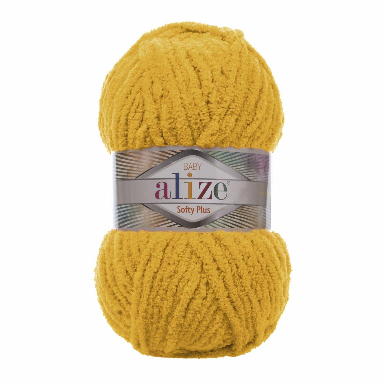 Пряжа ALIZE SOFTY PLUS (Ализе), шафран - 02, 100% микрополиэстер, 5 мотков, 100 г, 120 м.