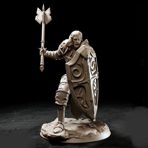 Старый Паладин (45мм), опытный воин. Варвар, Файтер миниатюра для DnD (ДнД) и других Настольных игр (НРИ, Варгеймов или РПГ), фентези тематика