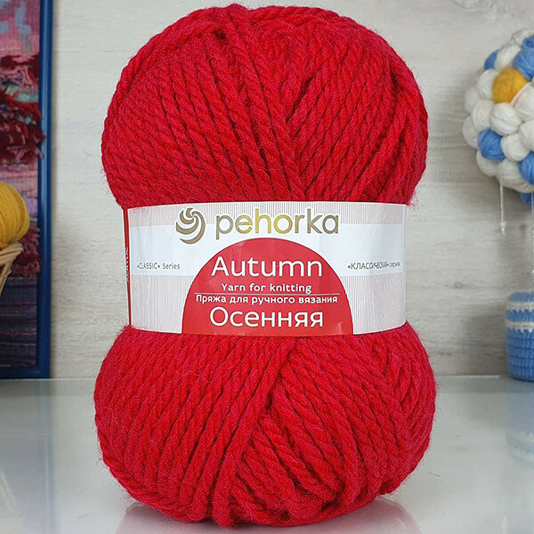 Пряжа Пехорка осенняя 88 красный мак (5 мотков)