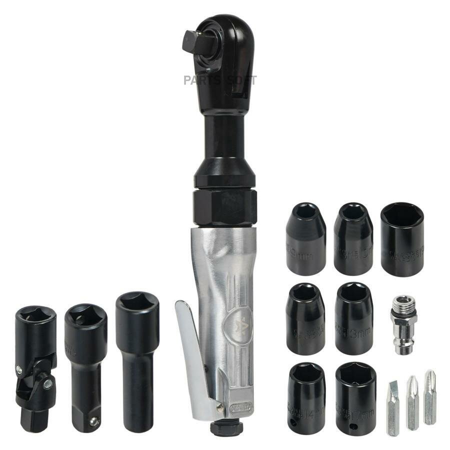 AIRLINE ATAZ020 Трещотка пневматическая 1/2 61Нм с головками 17 пр. кейс (ATAZ020) ()