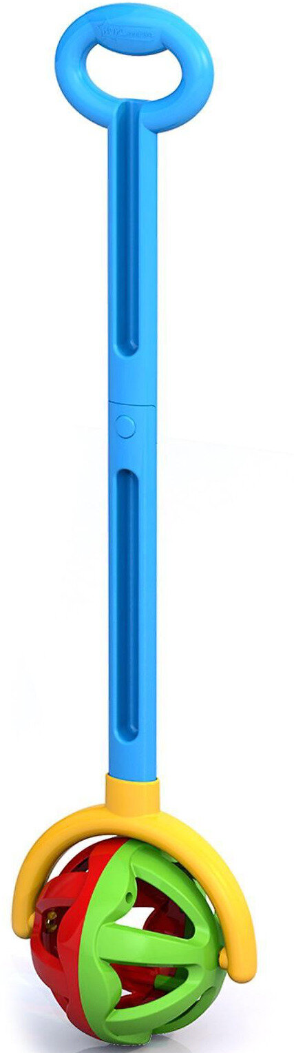 Каталка с ручкой "Шарик", развивающая игрушка для малышей, цвет зелёно-красный