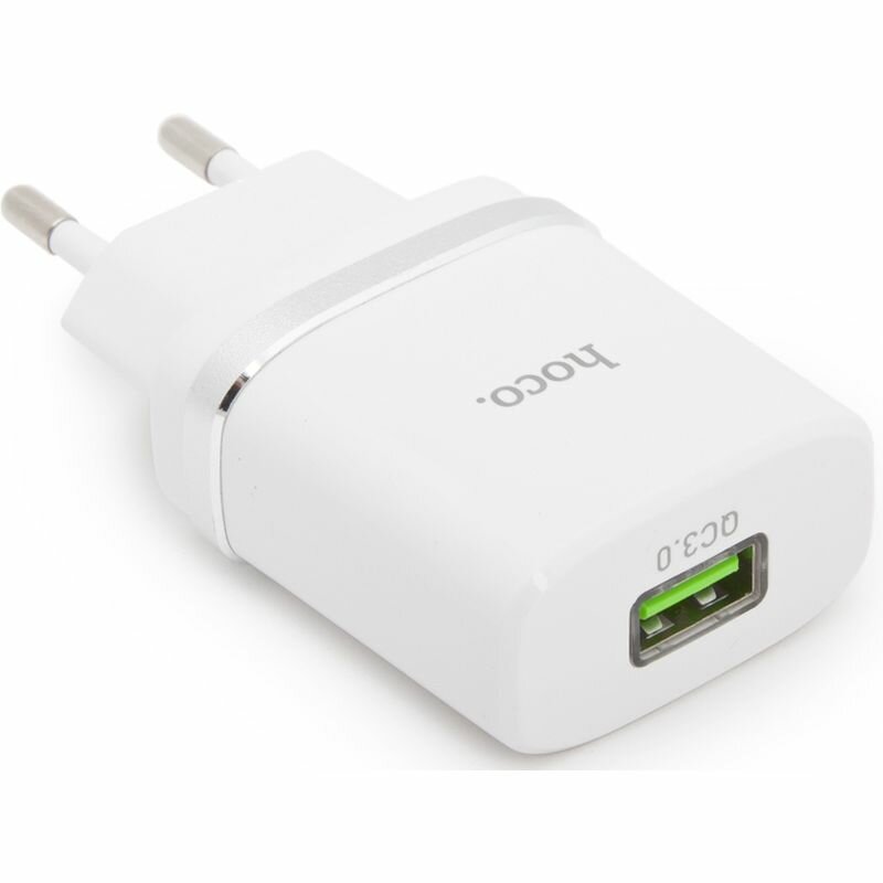 Сетевое зарядное устройство Hoco C12Q USB 18 Вт, быстрая зарядка, цвет белый