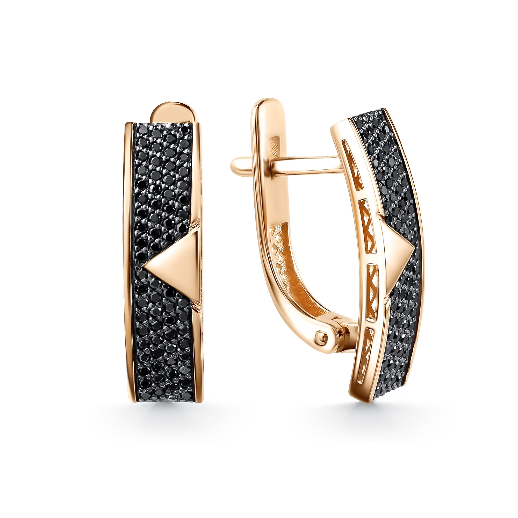 Серьги, красное золото, 585 проба, бриллиант