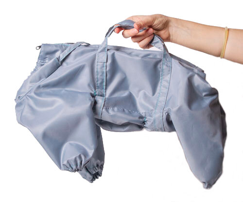 Комбинезон-дождевик для чихуахуа кобеля, с ручками, повышенной прочности, цвет серо-голубой